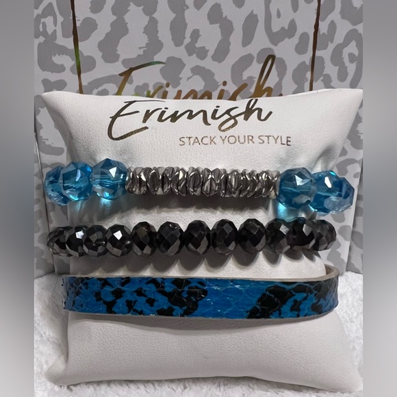 Erimish | Jewelry | Brand New Erimish Bracelets 3 Pc Stack Teal Black ...